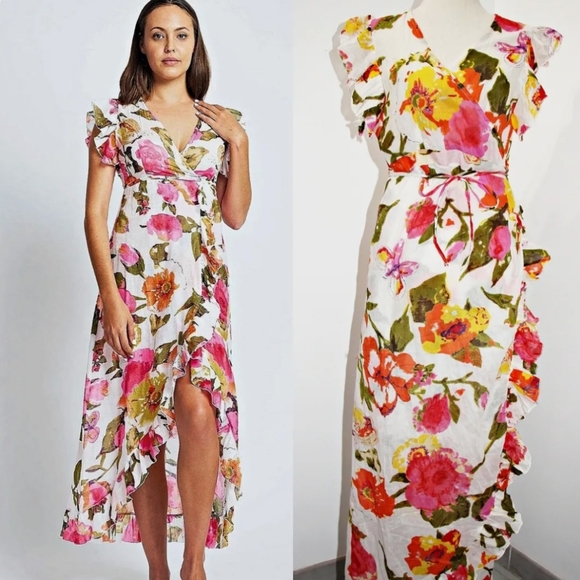 Debbie Katz | Dresses | Nwt Debbie Katz Rosa Floral Ruffled Dress Boho ...